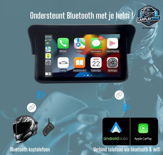 CarPlayZone® 7-inch - Motor navigatie met draadloos Apple Carplay ...