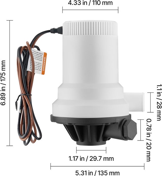 Livewell-pomp voor boten, 12 V, 1600 GPH beluchter met dubbele inlaat ...