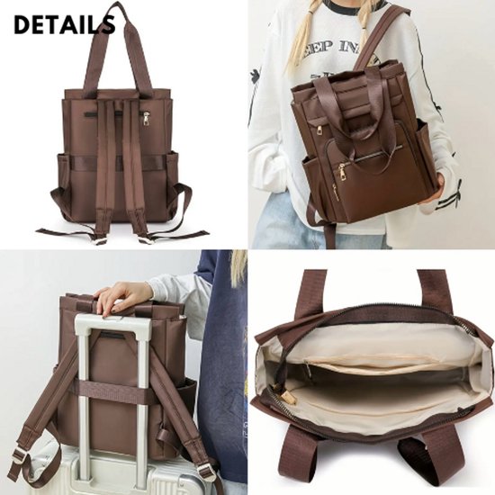 Ultiluxe® Rugzak voor dames - Bruin/goud - 36 x 29 x 14 cm - Rugtas ...
