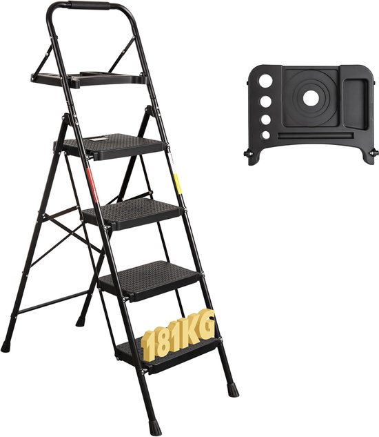 4-Traps Opvouwbare Ladder met Antislip Pedalen en Hogere Capaciteit ...
