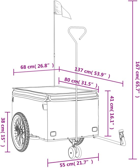 The Living Store Fietstrailer 45 kg ijzer zwart - Fietskar ...