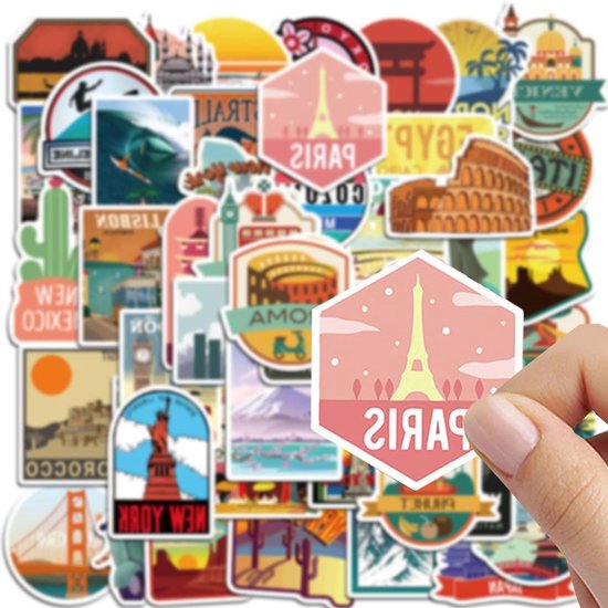 Travel Map Country Stickers - Set van 50 Stickers voor Laptop, Auto ...