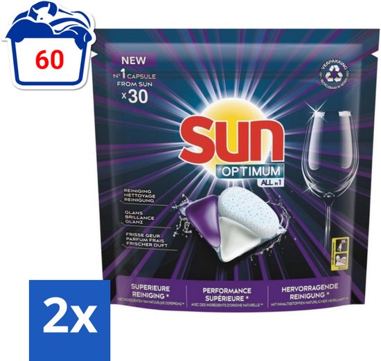 Sun Optimum - All-in-1 - Vaatwasmiddel - Capsules - Maandbox - 30 ...