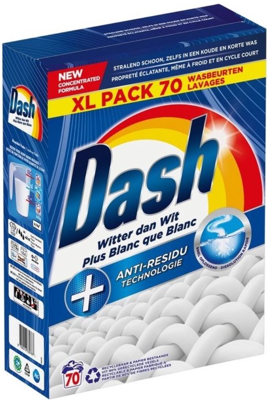 Dash - Plus blanc que Wit - Lessive en poudre à dissolution rapide ...