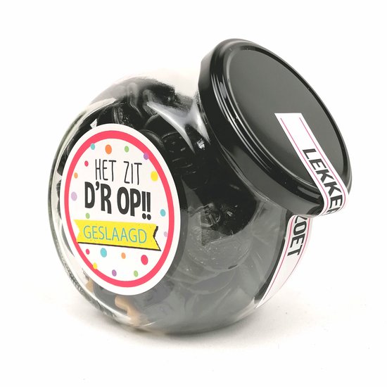 Geslaagd cadeautje - Snoeppot - "Het zit d'rop" - Geslaagd - drop ...