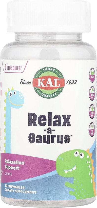KAL, Dinosaurs®, Relax-a-Saurus™, Druif, 30 Kauwtabletten | bol