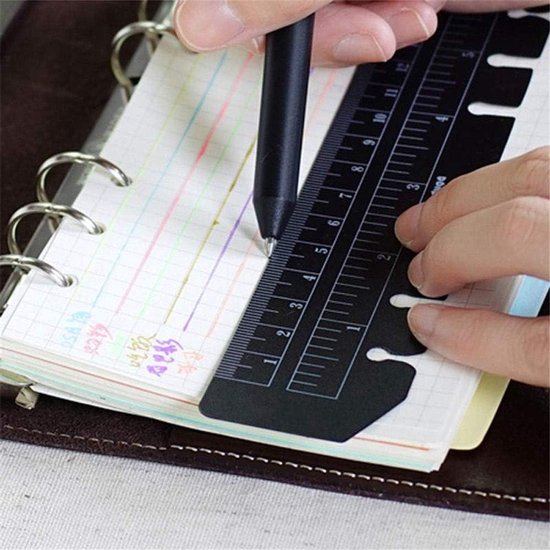 Liniaal Zwart Plastic voor Hervulbare 6-Ring Binder Journal Organizer ...