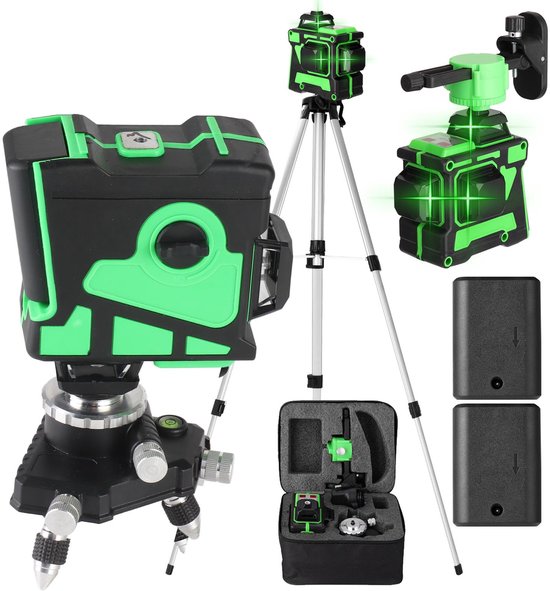3D Kruislijnlaser – 12 Lijnen – Zelfnivellerende Bouwlaser met Groen ...