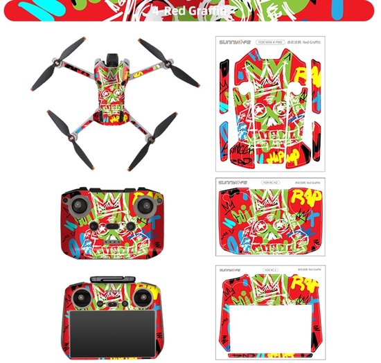 Stickers - Red Graffiti - voor DJI Mini 4 Pro - RC 2 | bol