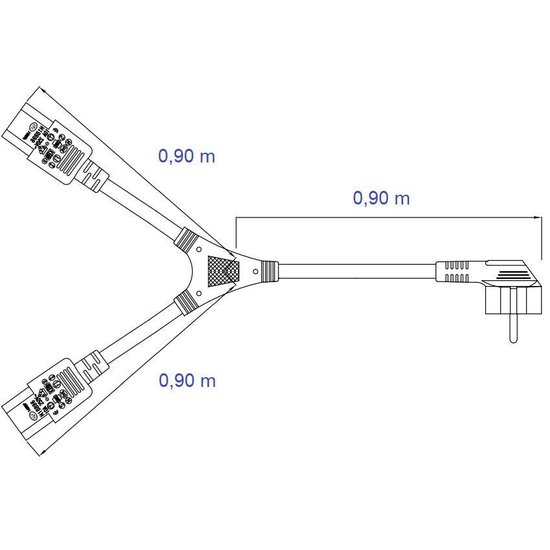S-Impuls Apparaat Y-snoer met 2 rechte C13 pluggen en haakse stekker ...