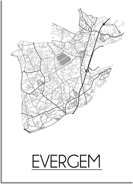 DesignClaud Evergem Plattegrond poster A4 poster (21x29,7cm) | bol.com