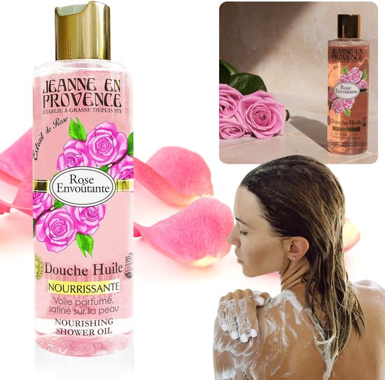 Jeanne en Provence - Rose Envoûtant Natuurlijke, voedende doucheolie met rozengeur 250ml | bol