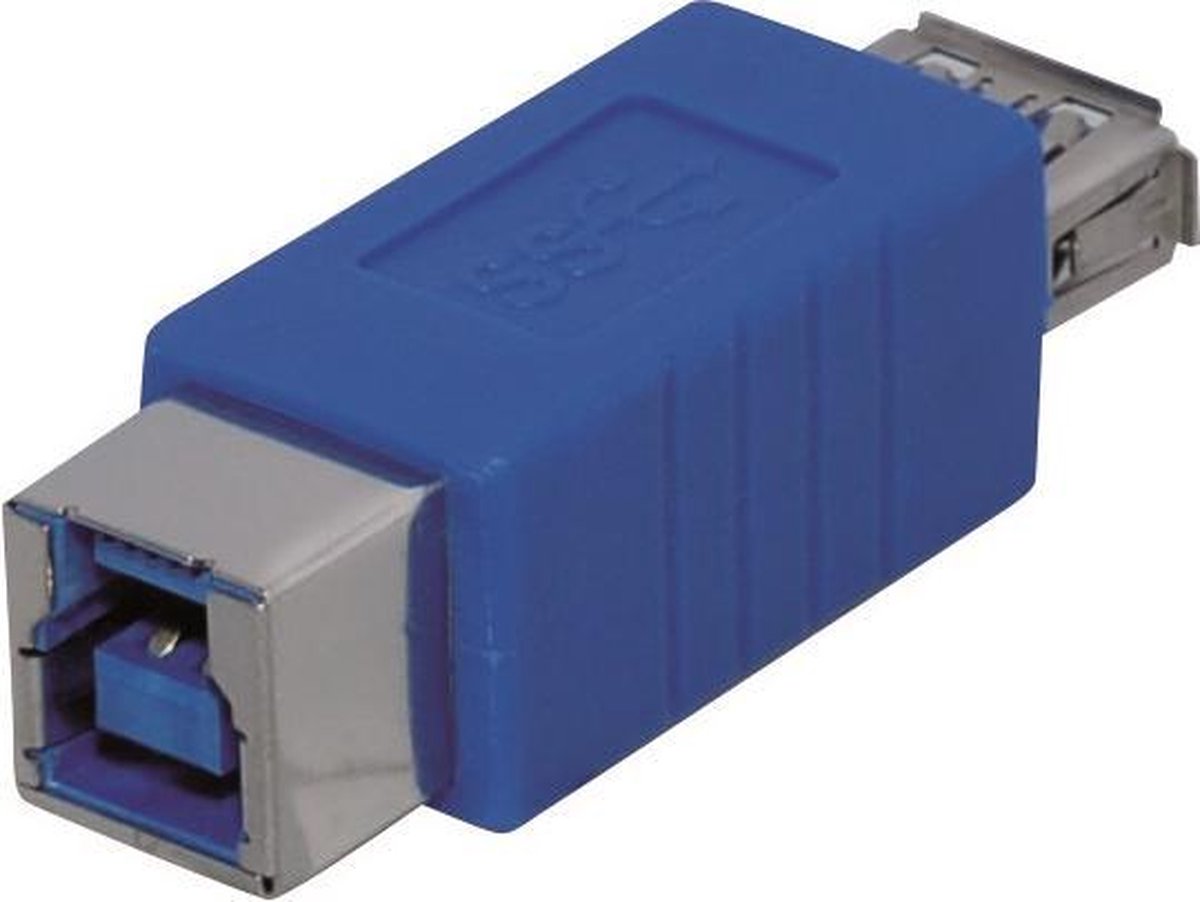 USB-A (v) - USB-B (v) adapter - USB3.0 / blauw | bol.com