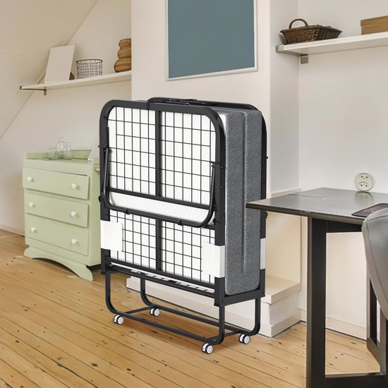 Opklapbed 90 x 200 cm met Schuimmatras - Inklapbaar Logeerbed met ...