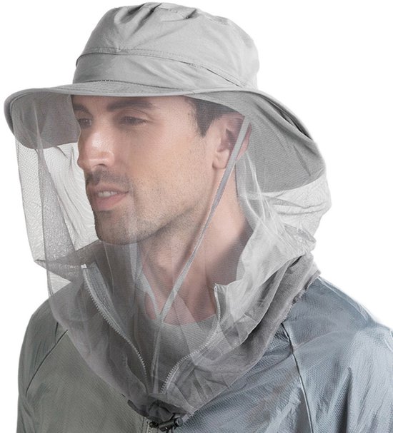 Zomer Hoed - Vissershoed - Anti-muggen - Zonnebescherming - Grijze Hoed ...
