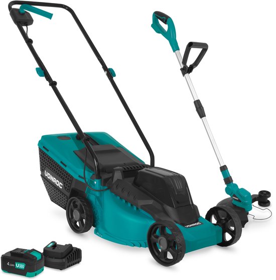 VONROC Accu Grasmaaier 20V en Grastrimmer 20V - Complete Set - 32 cm ...