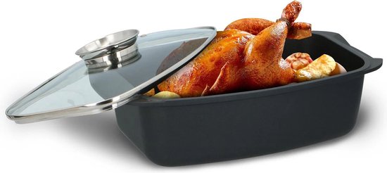 Cheffinger Braadslede met Deksel - 38cm - Zwart - Inductie - Ovale ...