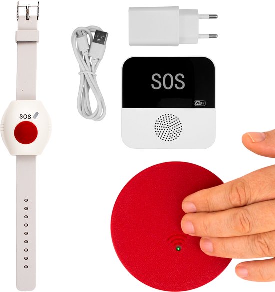 Alarmknop Set Basis XL(AHO) – Extra Grote Noodknop + Alarmhorloge – Met ...