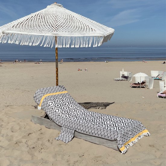 hiPPs Loungie Eye Black. Luxe dikkere Hamamdoek voor ligbed | met ...