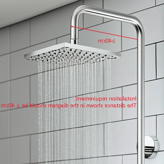 Vierkante inbouwdouche 50 x 50 cm - Waterval regendouchekop met ...