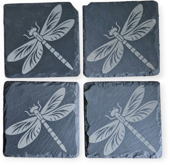 Spant7 - Leisteen onderzetters - Onderzetters - Set van 4 - Libelle ...