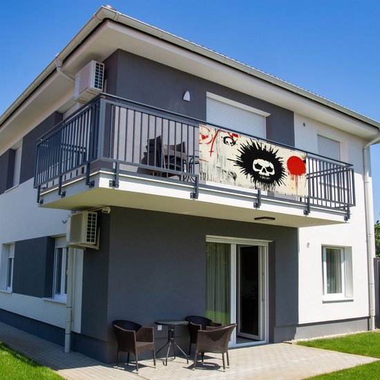 Balkonscherm 200x90 cm - Balkonposter Graffiti - Schedel - Abstract ...