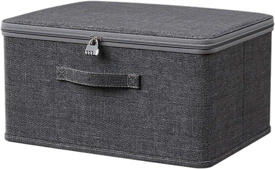Afsluitbare opvouwbare opbergbox met deksel en cijferslot - Grijs (40 x ...