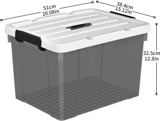 45L x 4 Plastic Opbergdozen - Met Deksel, Handvat en Veilige ...