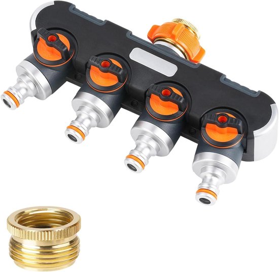 4-weg verdeler voor tuinirrigatie 3/4 inch en 1/2 inch met instelbare waterstroom | bol