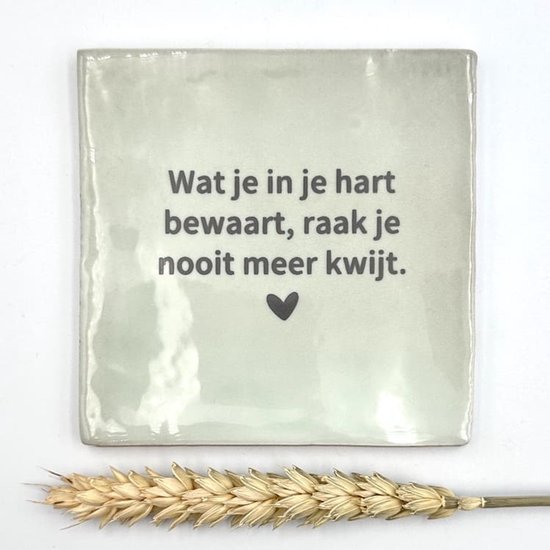 Tegeltje - Wat je in je hart bewaart, raak je nooit meer kwijt (groen ...