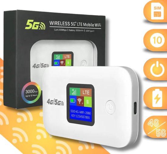 Nunzo MiFi Router 4G LTE – Draagbare Draadloze WiFi Router – Hotspot ...