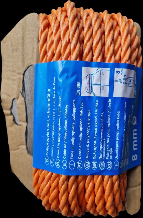 Oranje Drijvend Touw 8mm – 15 Meter – Sterk Polypropyleen Koord – Voor ...
