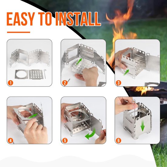 Opvouwbare campingoven mini-houtkachel met opbergtas - voor picknick ...