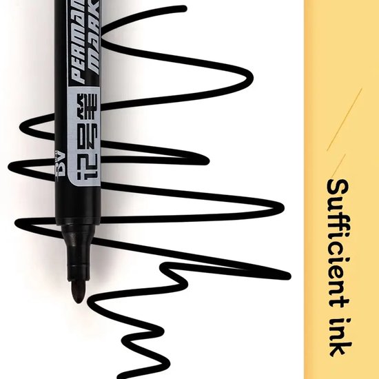 Watervaste stift - Zwarte viltstift permanent - Sneldrogend, waterproof ...