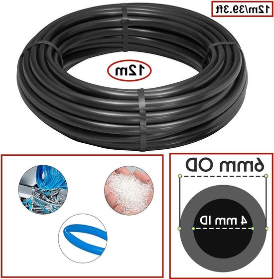 PU-slang 12 meter flexibele persluchtslang buiten 6 mm inwendig 4 mm ...