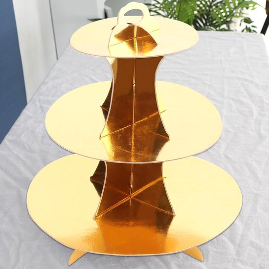 Gouden Kartonnen Cakestandaard - 6 Stuks, 3 Laagjes - Cupcake Toren ...