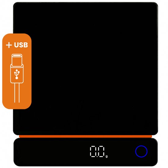 Keukenweegschaal – 0,1g nauwkeurig – digitaal & USB-oplaadbaar – 5kg – LED display –... | bol