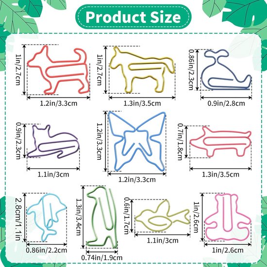 Paper Clips - 50 Pieces Colorful Metal Clips with Animal Motif - New ...