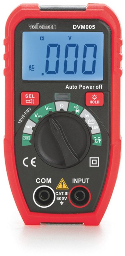 Velleman Digitale multimeter, lcd-display, CAT III/600 V, geschikt voor ...