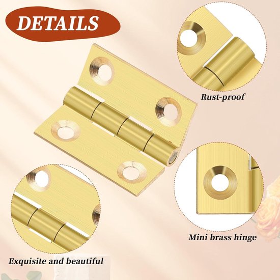 Mini Hinges 1 Inch Solid Brass - 10 Pieces with Screws for Drawers ...