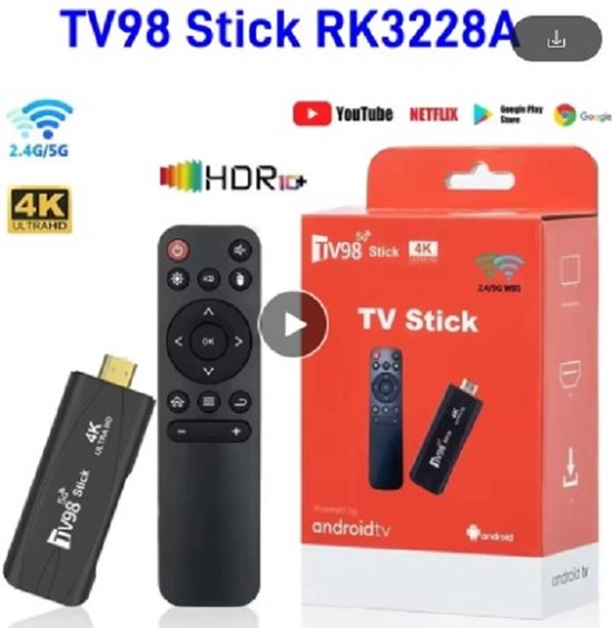 Tv98 Tv Stick Android 12.1 4K Hd 2G 16G Tv Box 2.4G 5G Dual Wifi Smart Tv Box... | bol