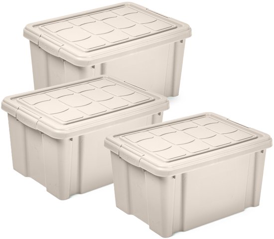 Plasticforte Multi Storage Opslagbox met deksel - 3x - beige - 16 liter ...