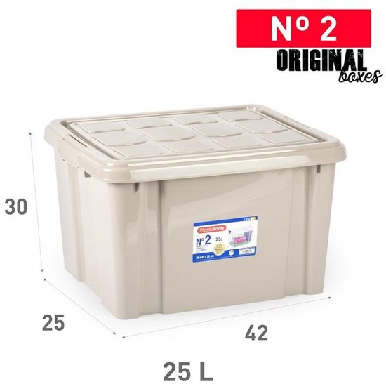 Plasticforte Multi Storage Opslagbox met deksel - beige - 25 liter - 42 ...