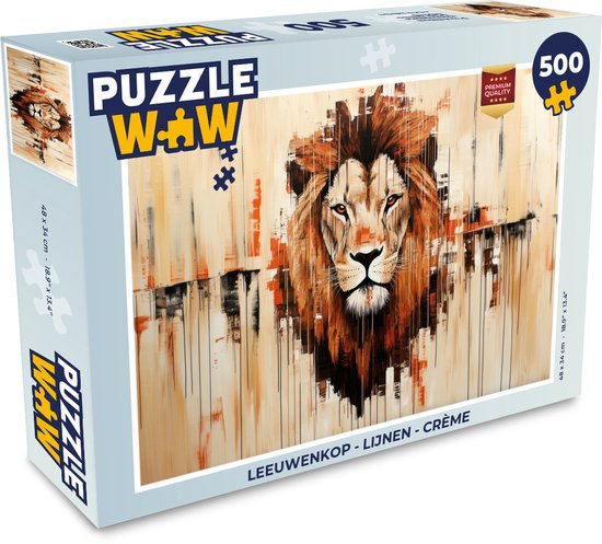 Puzzel Leeuwenkop - Lijnen - Crème - Legpuzzel - Puzzel 500 stukjes | bol