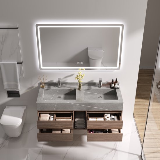 Badkamermeubelset StoneMar 120 cm - Donkerhout decor | bol