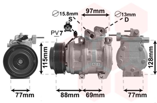 Van Wezel - AIRCO COMPRESSOR VOOR KIA SORENTO BL 2002-2006 977013E050 | bol