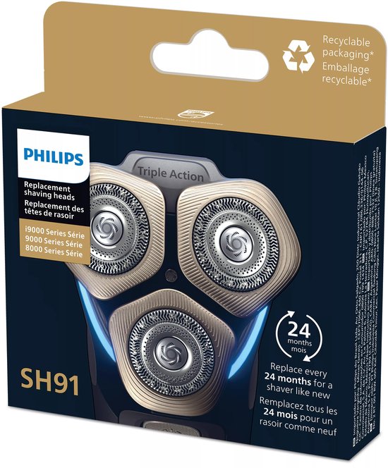 Philips Scheerkop 9000 Serie SH91/50 - 3 stuks - Scheerhoofden - SH91 | bol