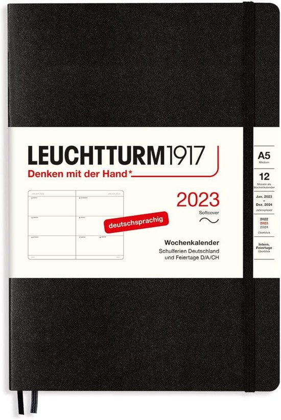 Weekkalender Softcover A5 2023 - 12 Maanden Metaal Zwart | bol