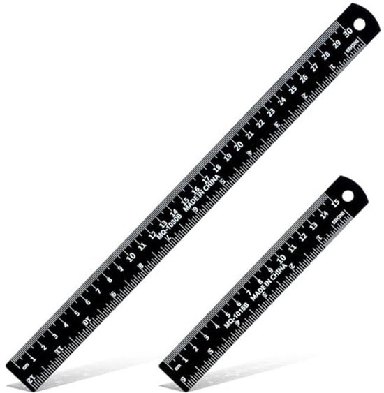 Metalen Linialen 30 cm en 15 cm - Set van 2 - Verstelbare Linialen met ...