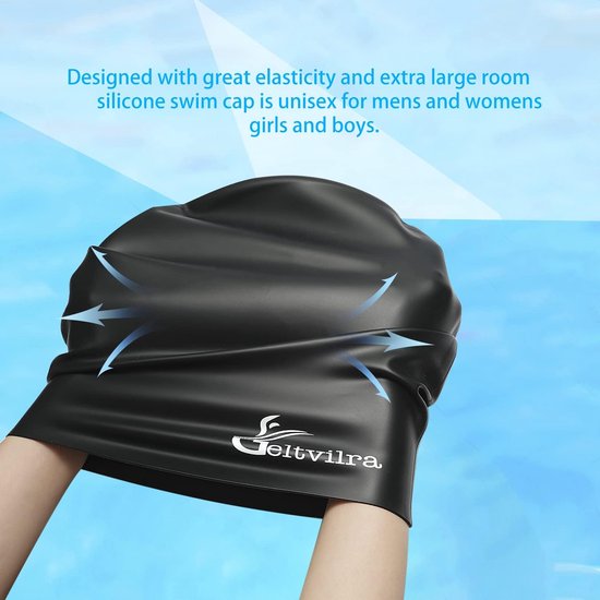 Extra grote waterdichte siliconen badmuts voor lang haar en vlechten | bol